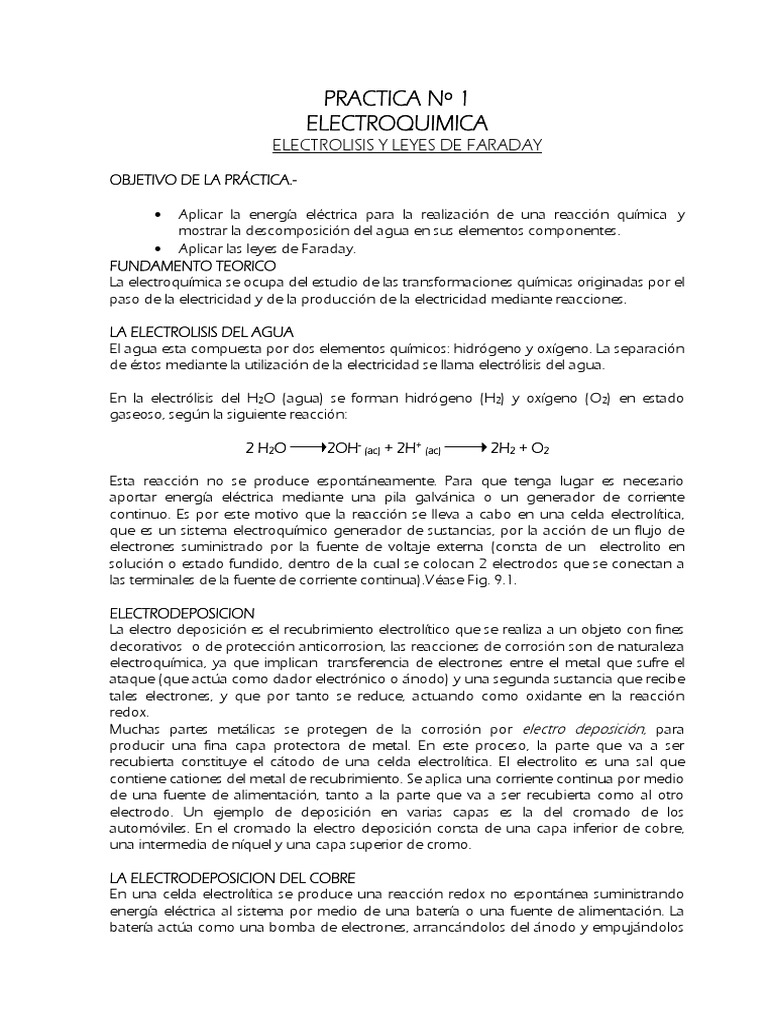 Practica Electroquimica | PDF | Electroquímica | Ánodo