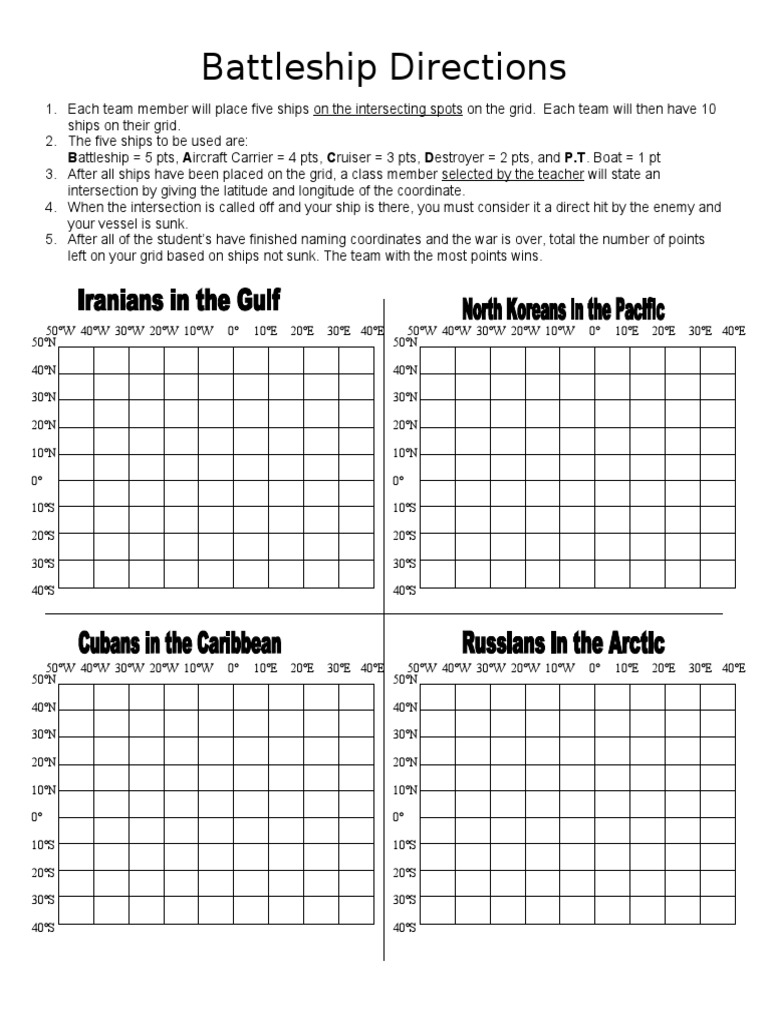 Battleship Directions | PDF | Cruiser | Naval Ships