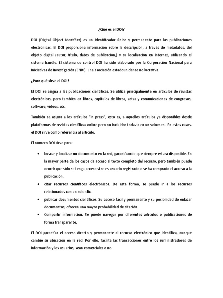 Qué Es El DOI | PDF | Número de serie estándar internacional ...