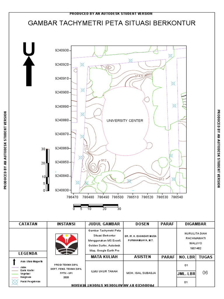 Gambar Tachymetri Peta Situasi Berkontur: Produced by An Autodesk ...