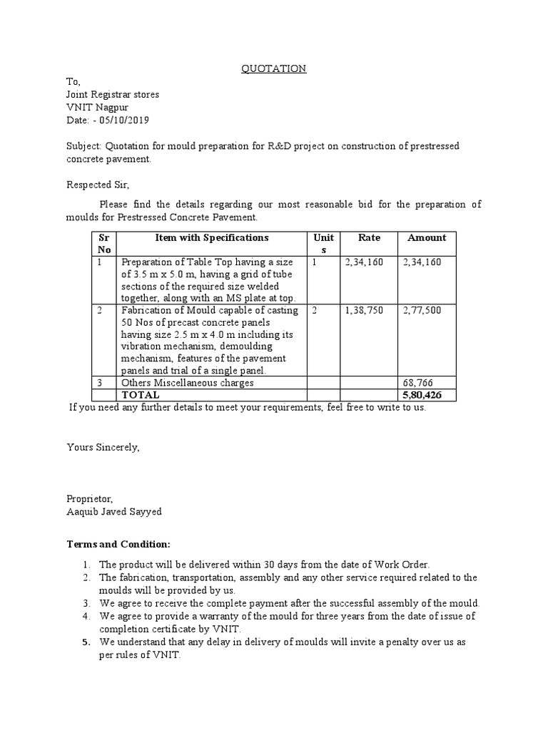 005 - 003 - 013 Quotation From Vendor - REV | PDF
