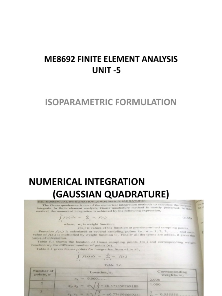 Isoparametric Formulation Me8692 Finite Element Analysis Unit 5 Pdf