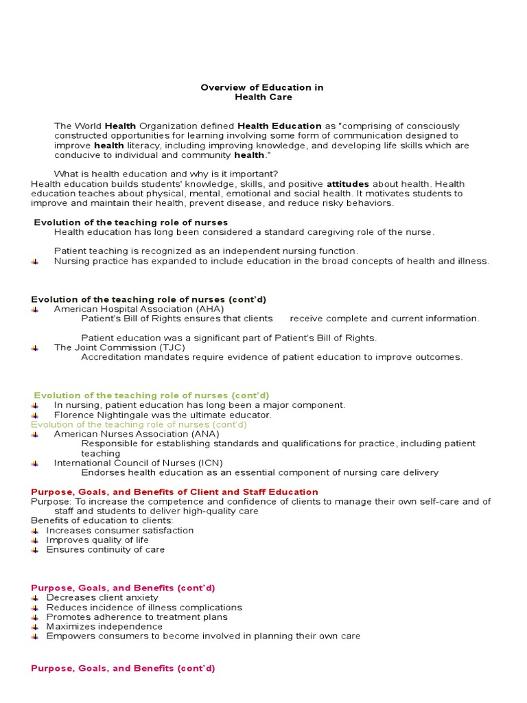 Overview of Education in | PDF | Health Education | Nursing