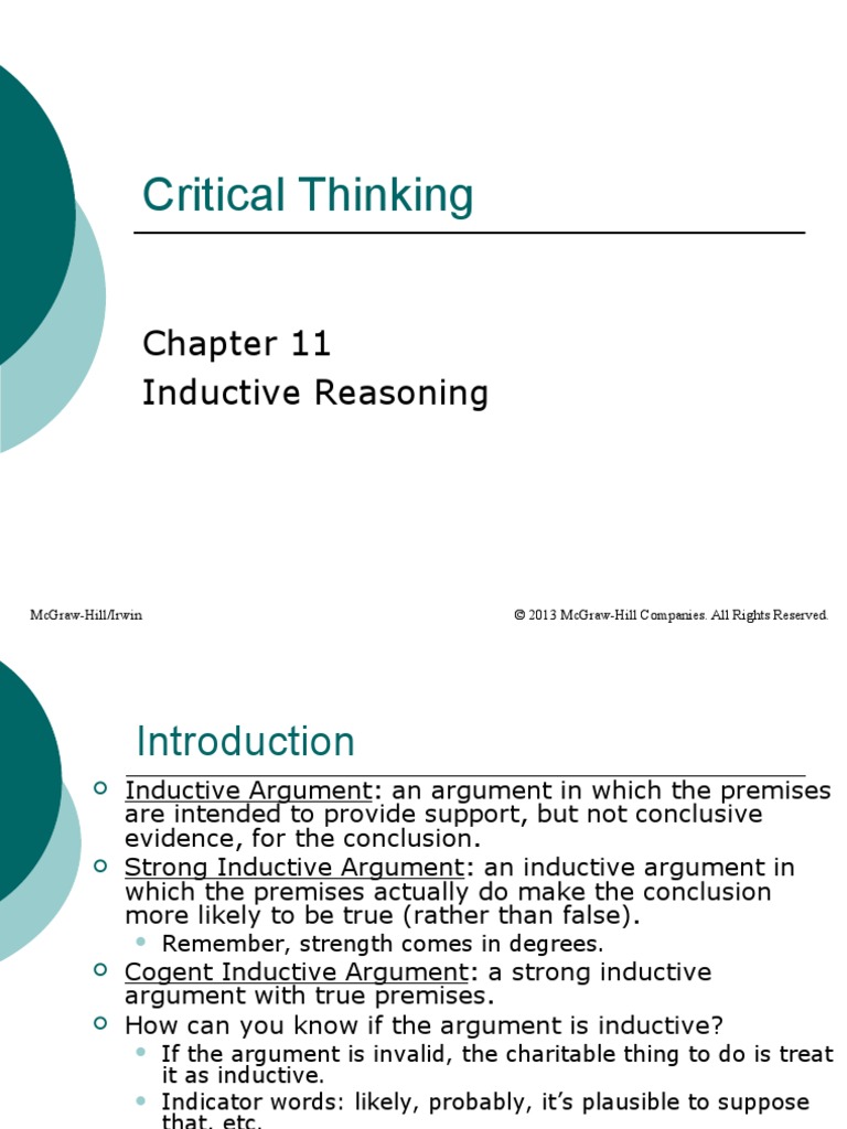Critical Thinking: Inductive Reasoning | PDF | Argument | Odds
