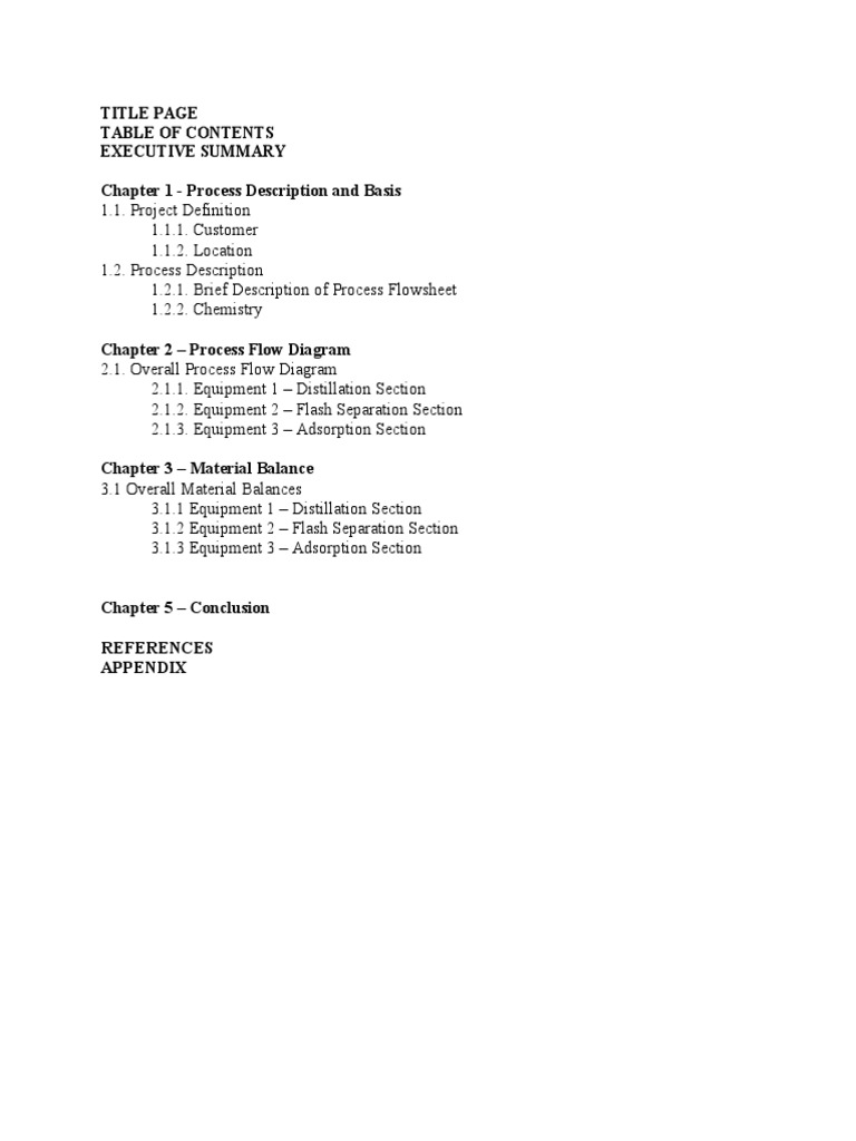 Chapter 1 - Process Description and Basis: Title Page Executive Summary ...