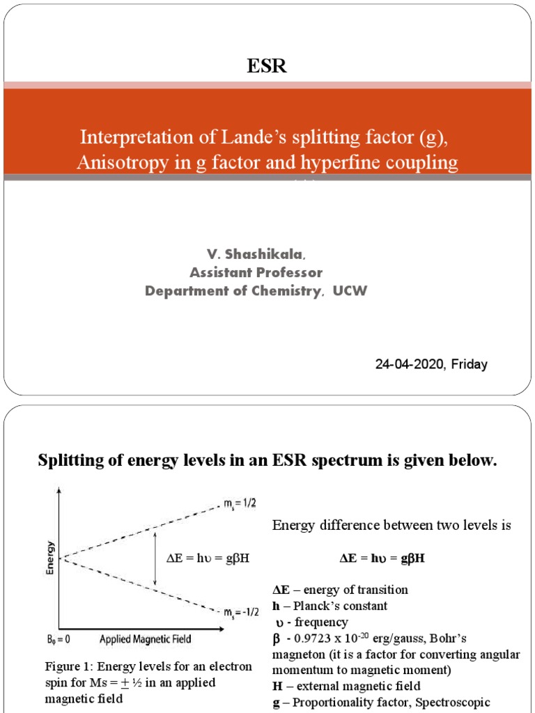 ESR MSC Previous | PDF | Electron Paramagnetic Resonance | Molecular ...