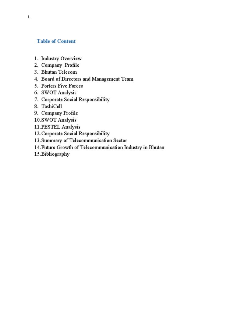 Dechen Tshering - 031907 - Telecommunication Industry Analysis | PDF ...