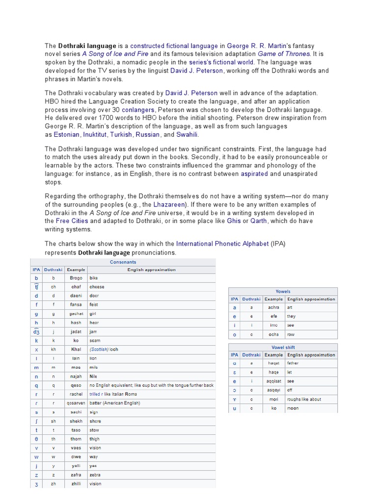 Understanding the Dothraki Language | PDF | Semiotics | Languages