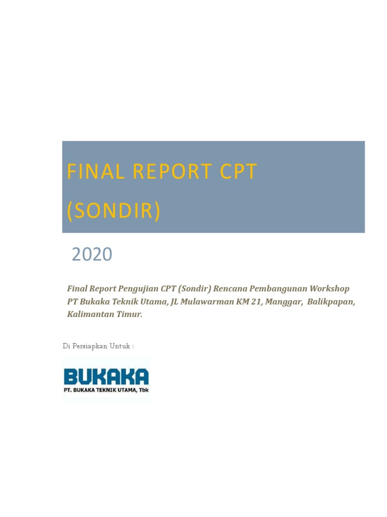 Final Report CPT (Sondir) PT BUKAKA PDF | PDF
