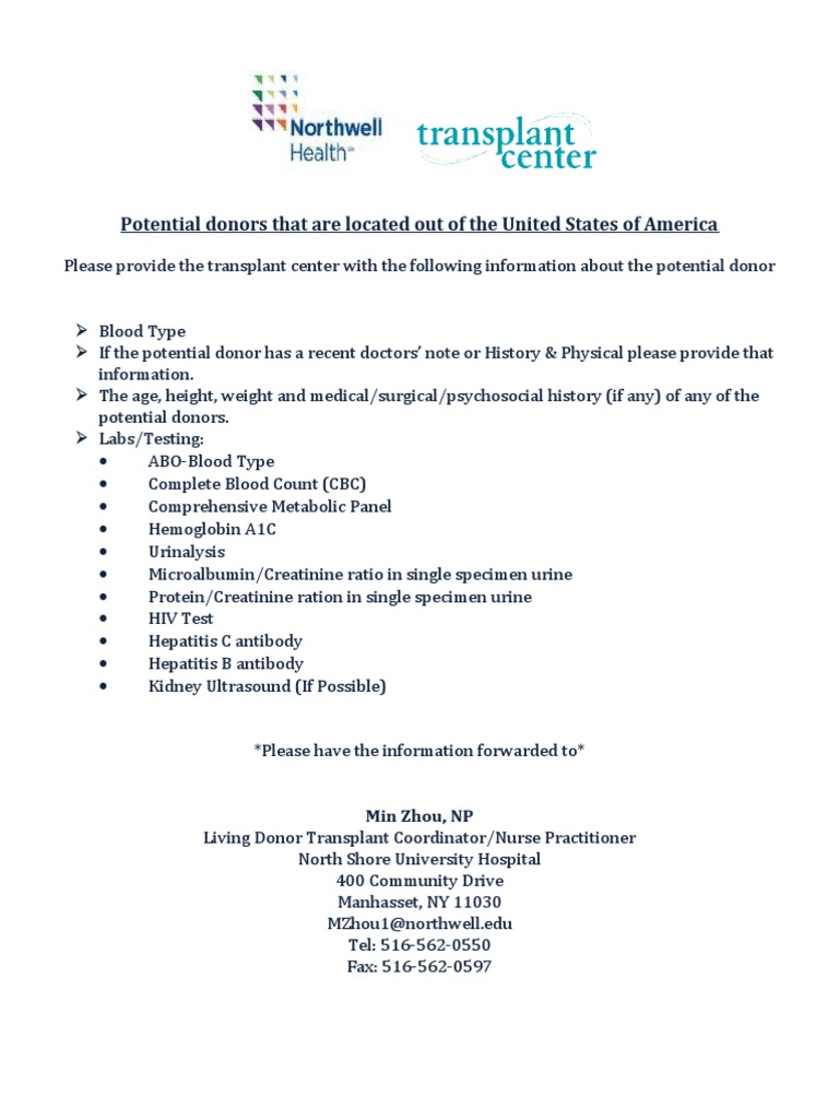 Potential Donors That Are Located Out of The United States of America ...