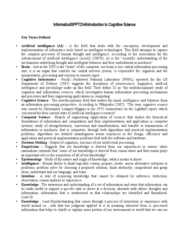 Introduction To Cognitive Science 4 | PDF | Thought | Reason