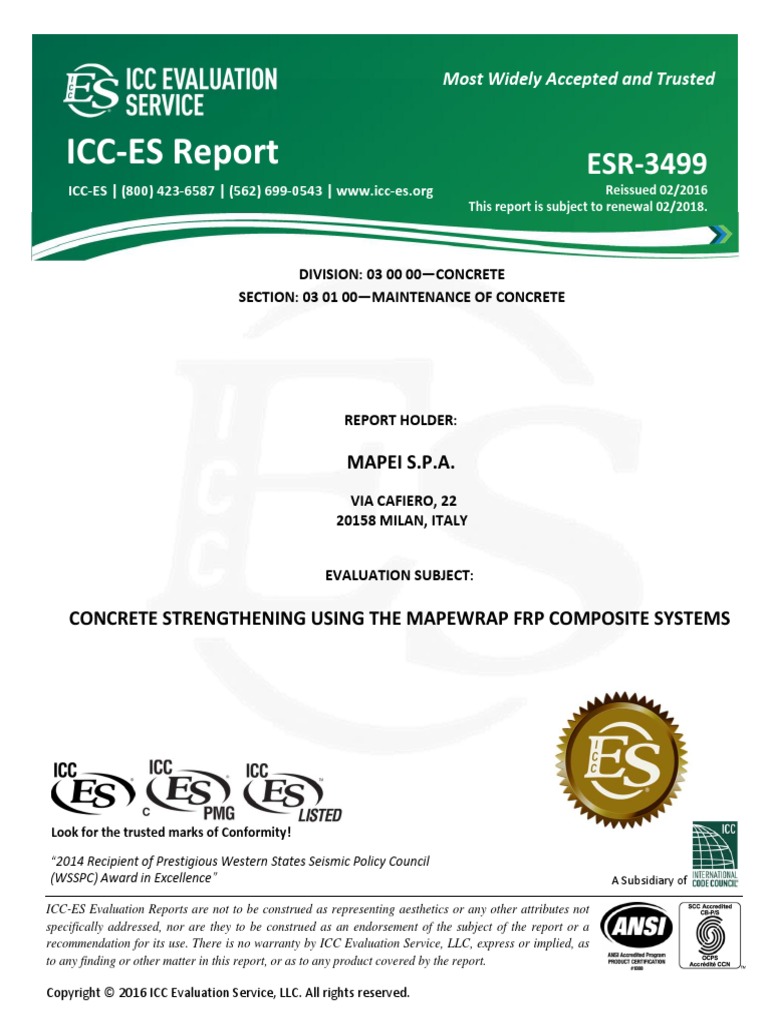 ICC-ES Report 3499 | PDF | Composite Material | Fibre Reinforced Plastic
