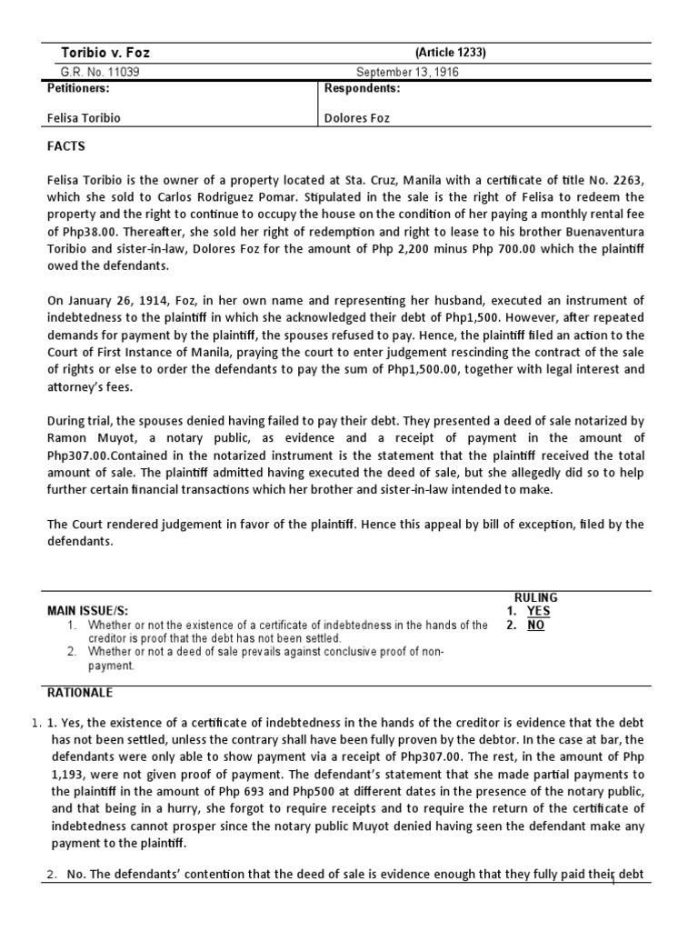 Case Digests | PDF | Mortgage Law | Complaint