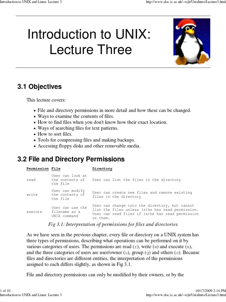 Introduction To Unix And Linux Lecture Three Pdf Filename
