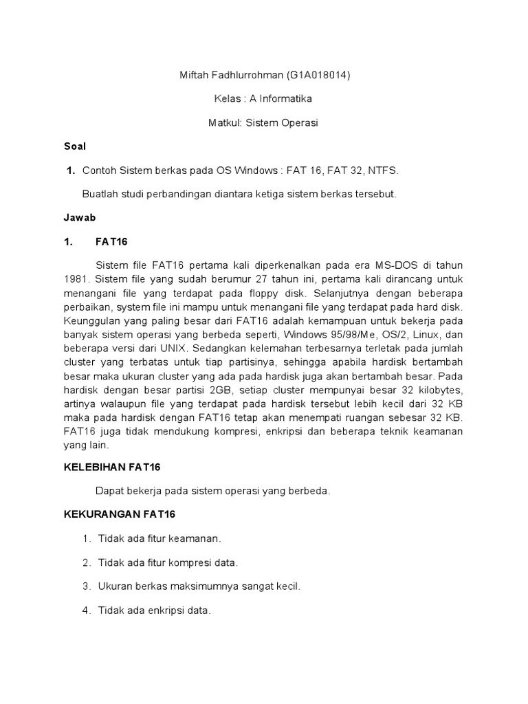 Perbandingan FAT16, FAT32, dan NTFS | PDF