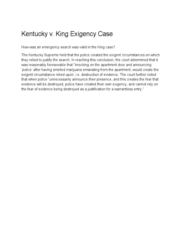 Kentucky v. King Exigency Case | PDF