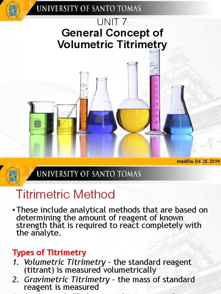 Unit 7 General Concept of Volumetric Titrimetry UST Template | PDF | Titration | Chemistry