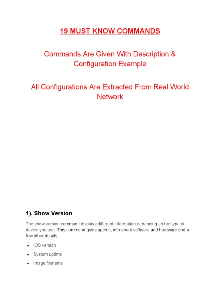 Commands Are Given With Description & Configuration Example All ...