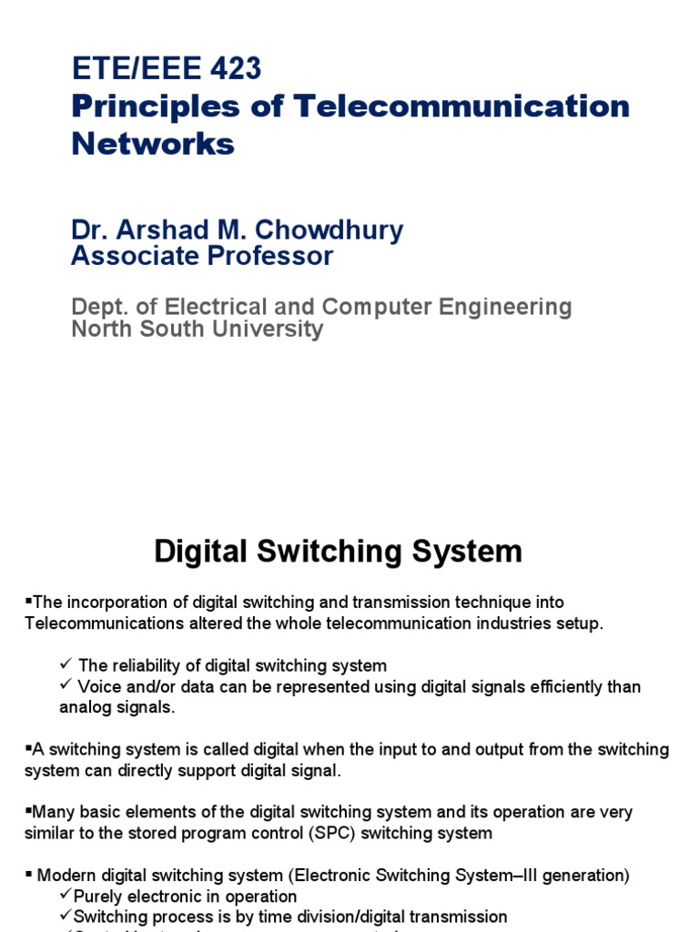 ETE423 EEE423 - Lecture 5 - TDM Digital Switching | PDF | Data ...