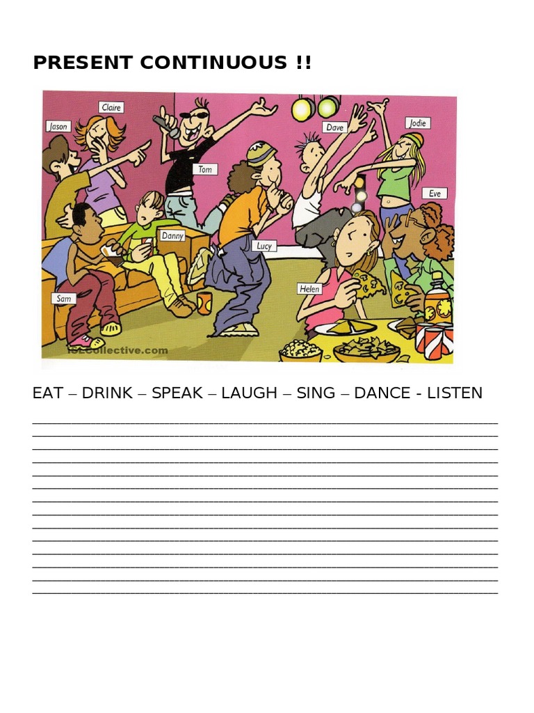 Present Continuous !!: Eat - Drink - Speak - Laugh - Sing - Dance ...