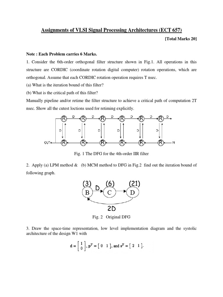 Assignments of VLSI Signal Processing Architectures (ECT 657) | PDF