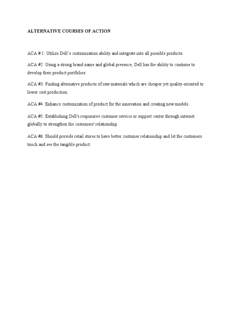 Dell's Strategic Action Alternatives | PDF | Business