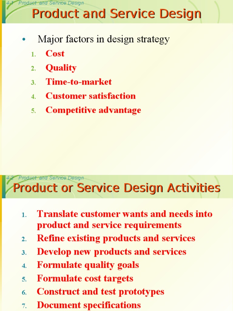 Product and Service Design Strategies | PDF