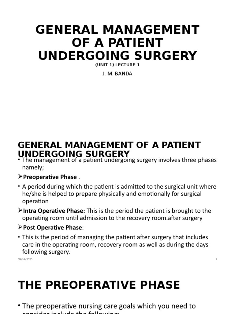 General Management of A Patient Undergoing Surgery | Download Free PDF ...
