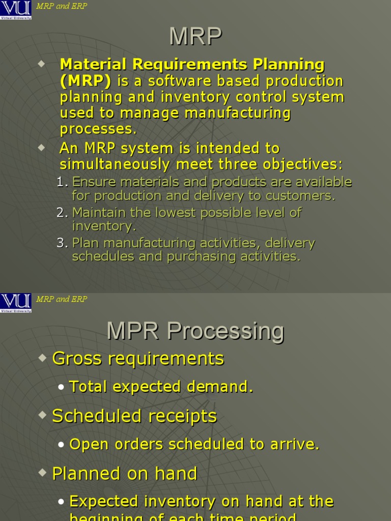 An In-Depth Look at MRP, ERP, and Capacity Planning Systems | PDF ...