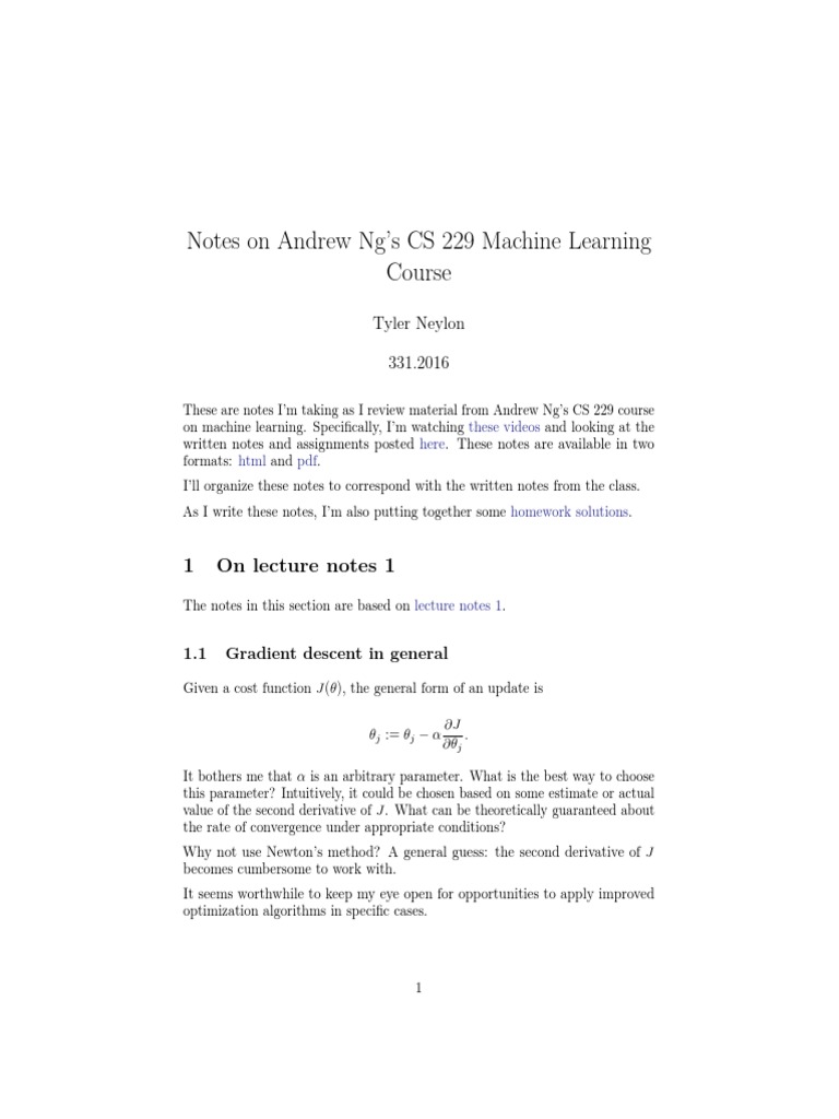 cs229.... Machine Language. Andrew NG | PDF | Regression Analysis | Applied Mathematics