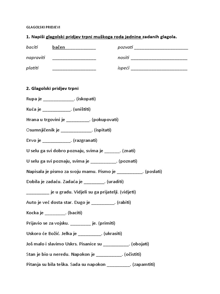 Glagolski Pridjev | PDF