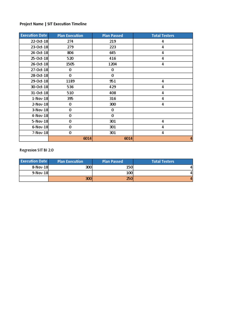 Testing Execution Timeline BI 2.0 Sprint 1 v0.3 | PDF | Computer ...