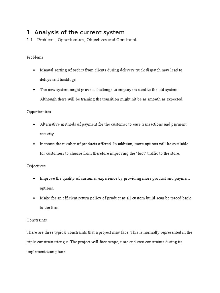 Analysis of The Current System | PDF | Delivery (Commerce) | Inventory