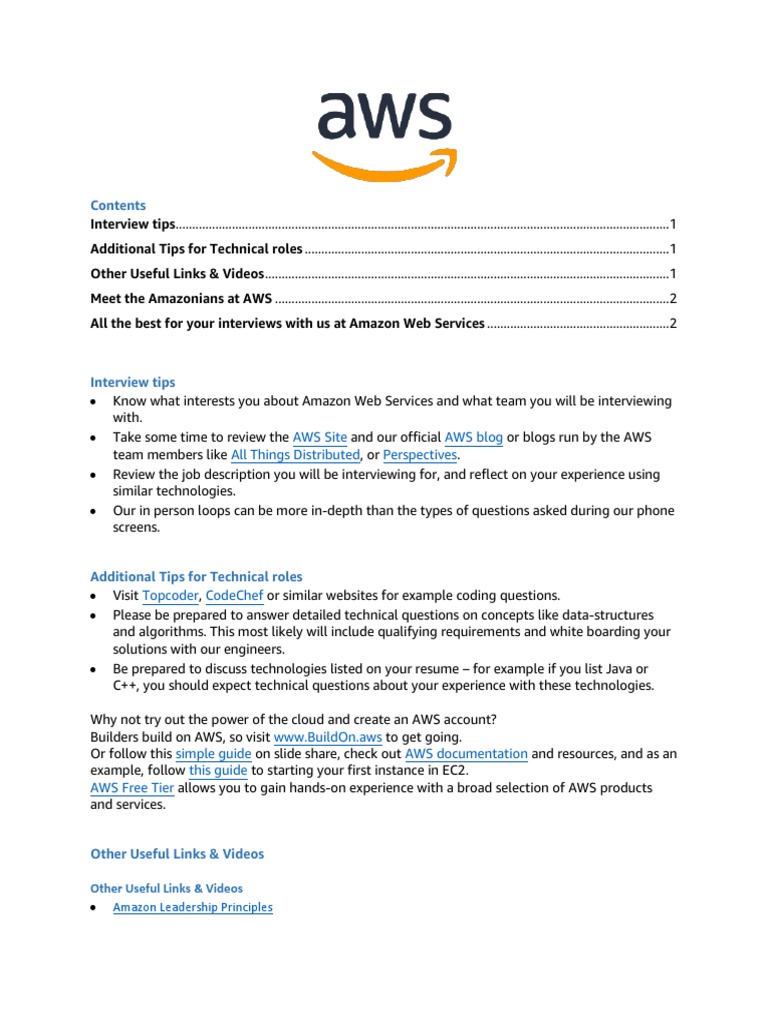 2019 AWS PS Interview Tips PDF | PDF | Amazon Web Services | Cloud Computing