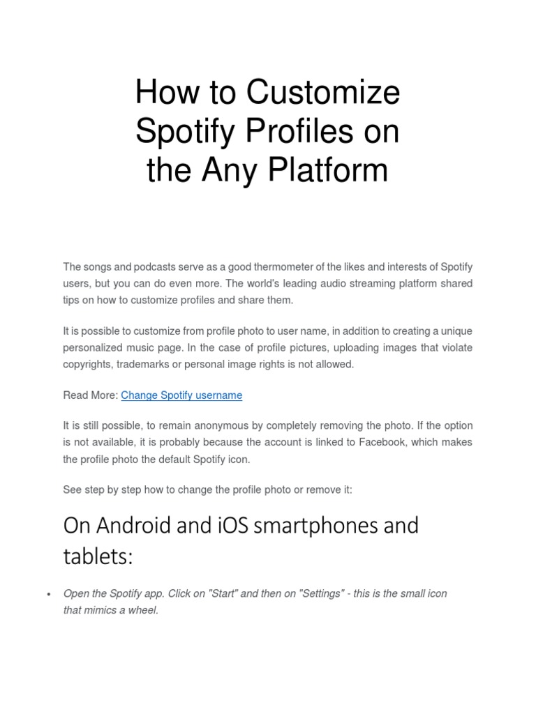 Customize Your Spotify Profile Picture | PDF | Spotify | Ios