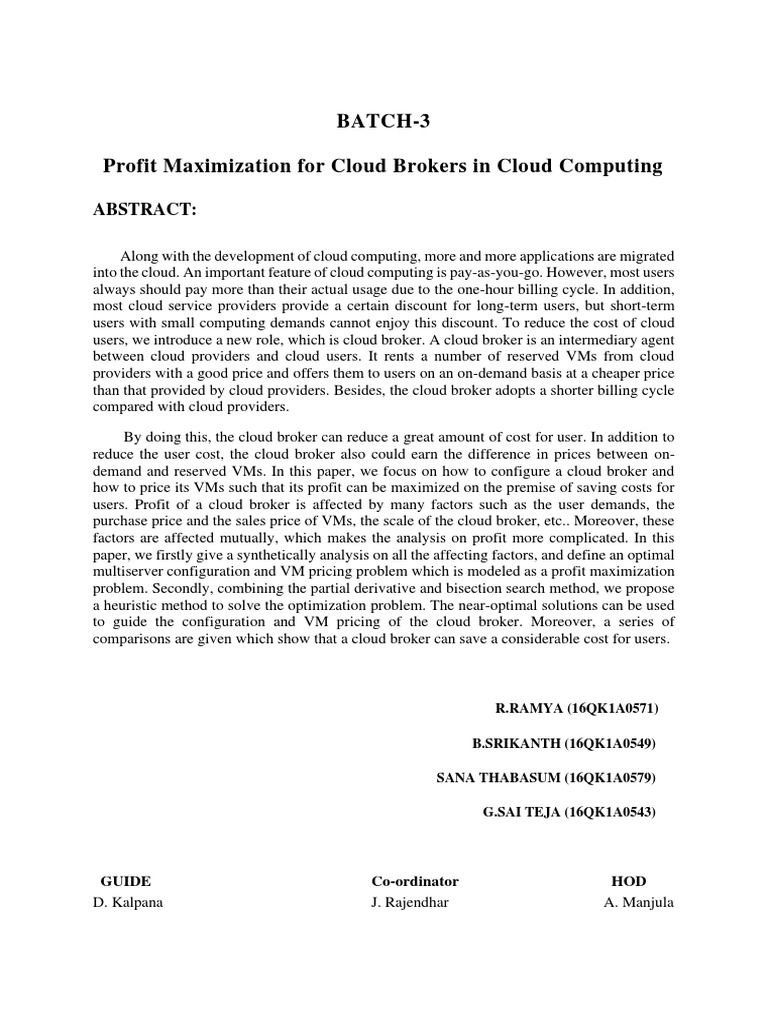 Batch-3 Profit Maximization For Cloud Brokers in Cloud Computing | PDF | Cloud Computing ...