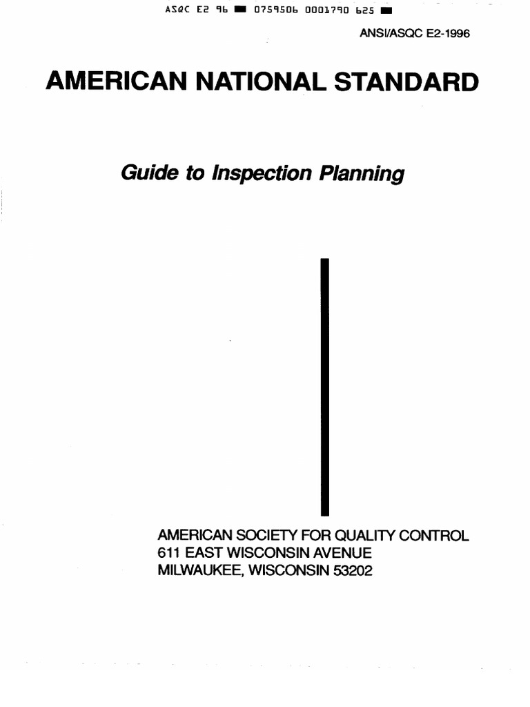 ASQC E2 Guide For Inspection Planning PDF | PDF