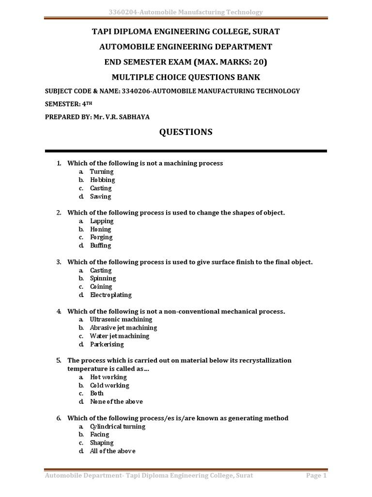 MCQ Paper Set 1 | PDF | Welding | Construction
