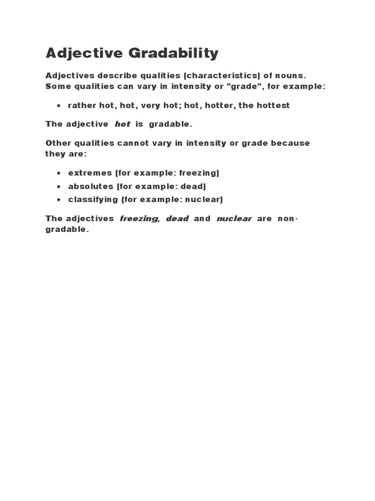 Adjective Gradability | PDF | Adjective | Adverb
