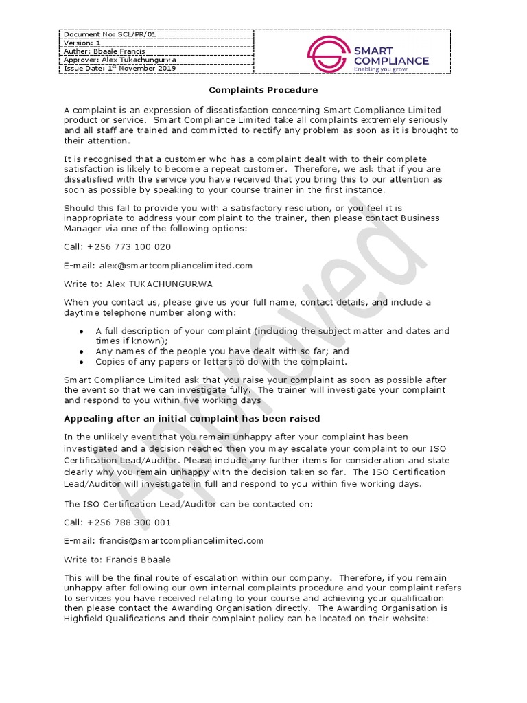 SCL Complaints Procedure | Download Free PDF | Complaint | Government