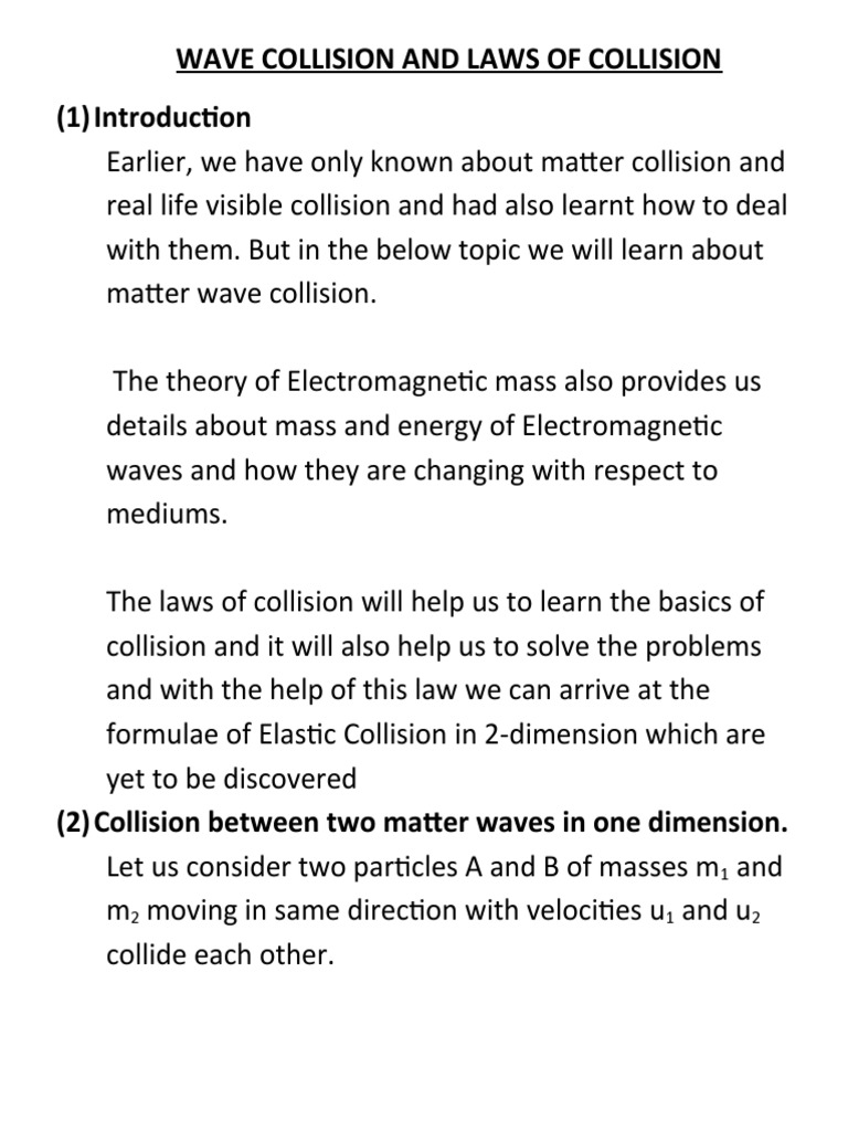 Wave Collision and Laws of Collision (1) Introduction | PDF | Collision ...