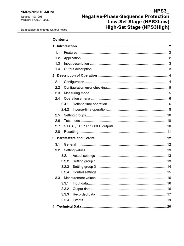 NPS3 - Negative-Phase-Sequence Protection Low-Set Stage (NPS3Low) High ...