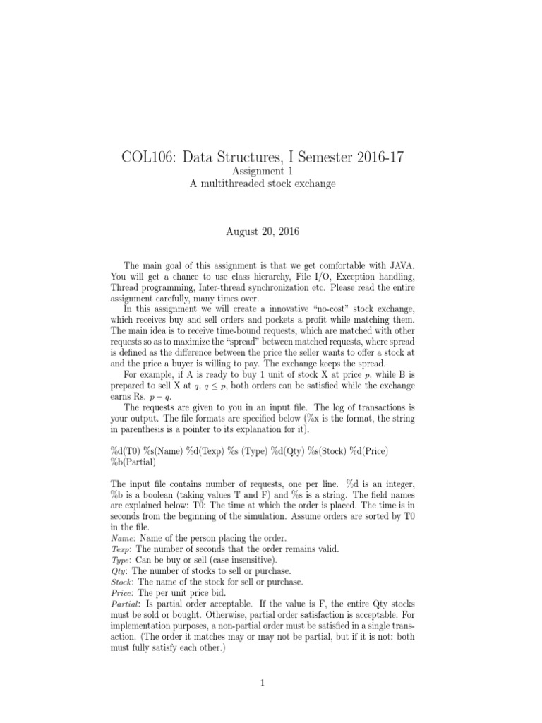 Assignment1 Data Structures IIT | PDF | Stocks | Prices