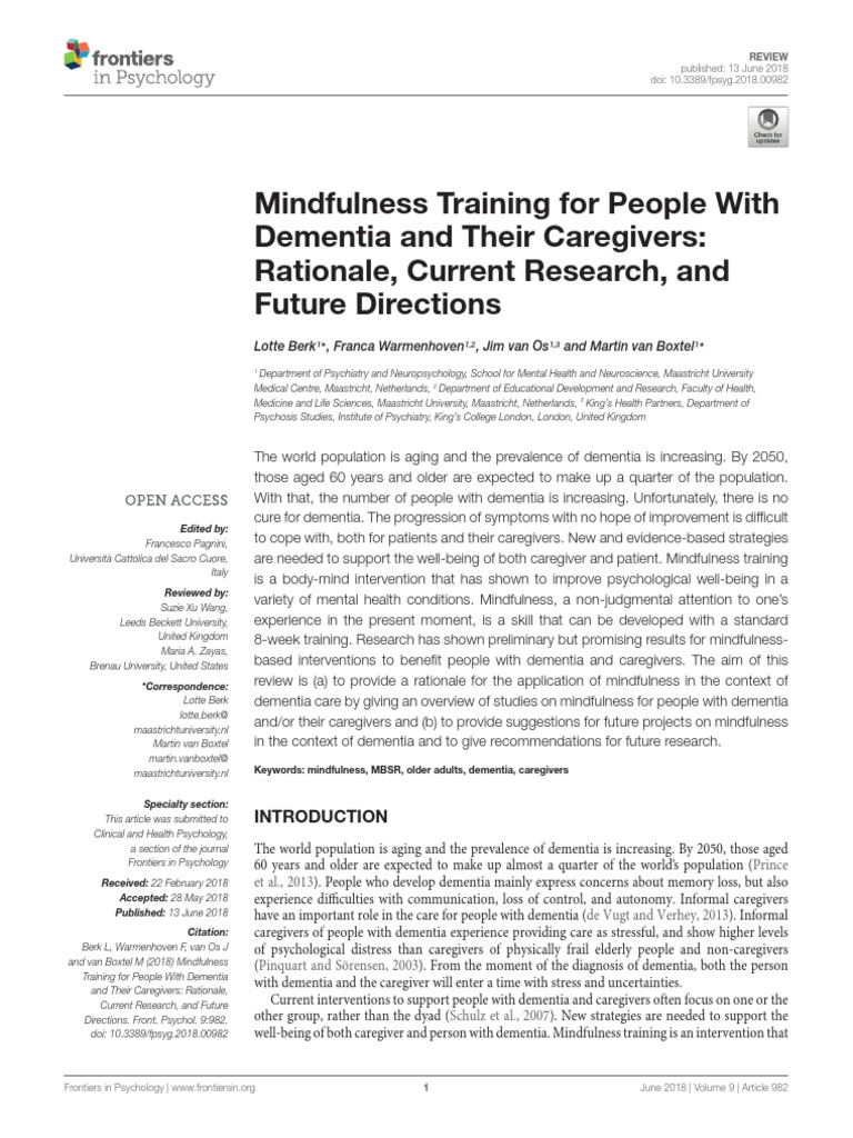 Mindfulness for Dementia Caregivers | PDF | Mindfulness | Dementia