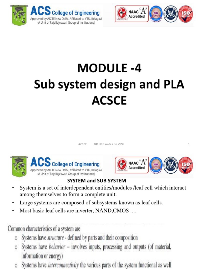 Module 4 Sub System Design And Pla Acsce 1 Acsce Dr Hbb Notes On Vlsi Pdf Field 