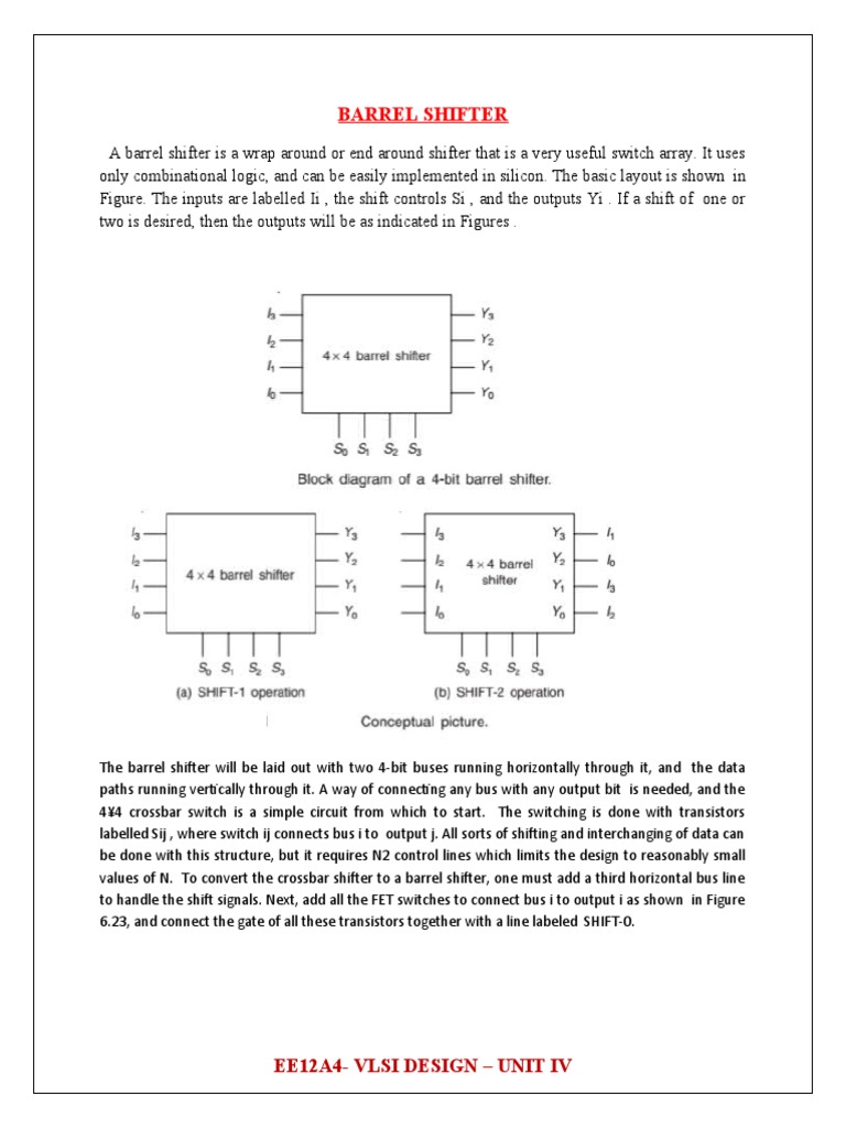 Barrel Shifter: Ee12A4-Vlsi Design - Unit Iv | PDF