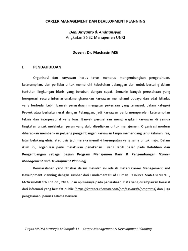Tugas Makalah Career Management & Development Planning | PDF Tugas Makalah Career Management & Development Planning | PDF