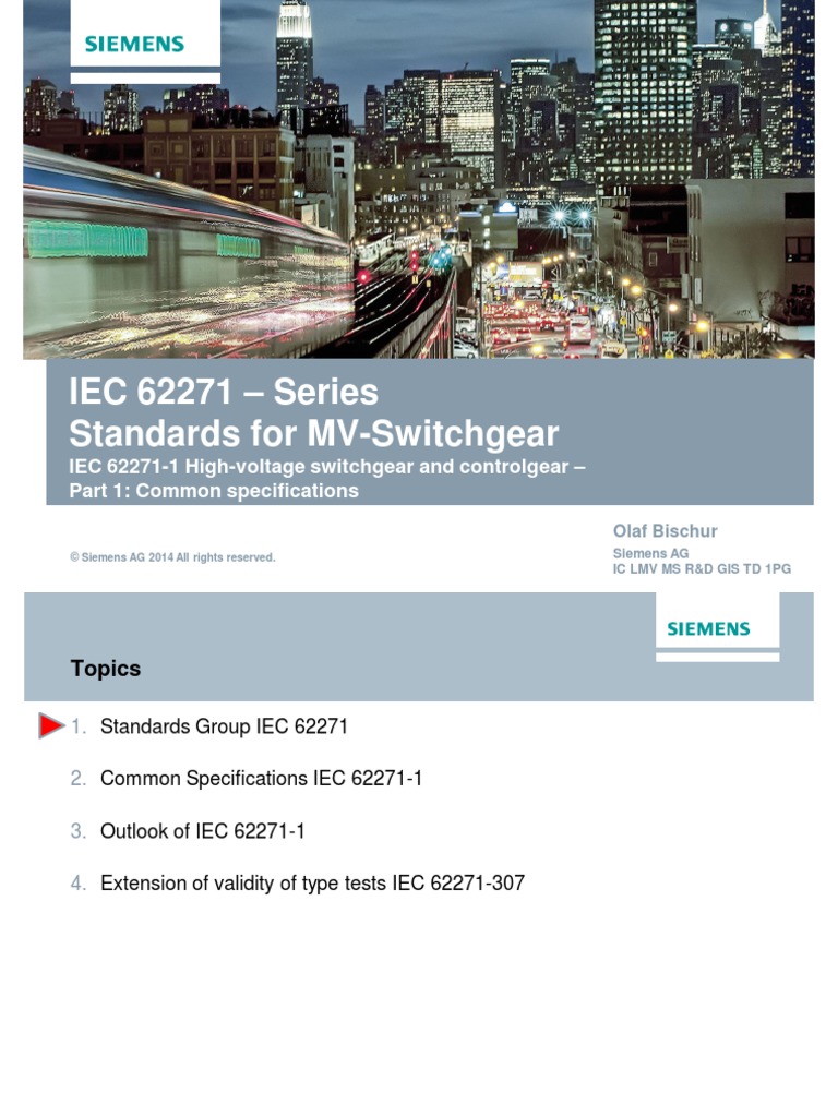 IEC 62271 - Series Standards For MV-Switchgear | PDF | Electromagnetic ...