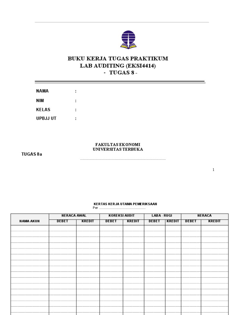 Kertas Kerja Tugas 8 Lab Audit PDF | PDF