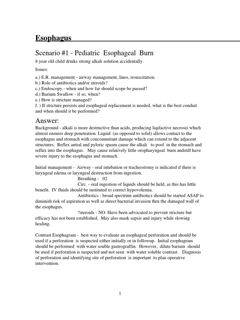 Pediatric Esophageal Burn: A Comprehensive Guide to the Management of ...